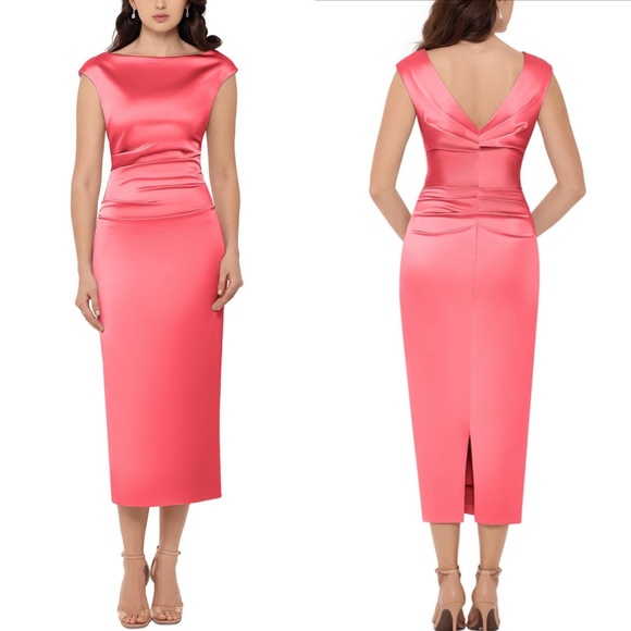 Betsy & Adam | Dresses | New Betsy Adam Rose Mauve Ruched Cap Sleeve ...